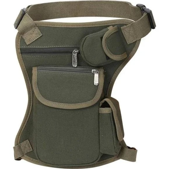Boutique | Bags | Canvas Utility Waist Bag Outdoor Green Hiking Thigh ...